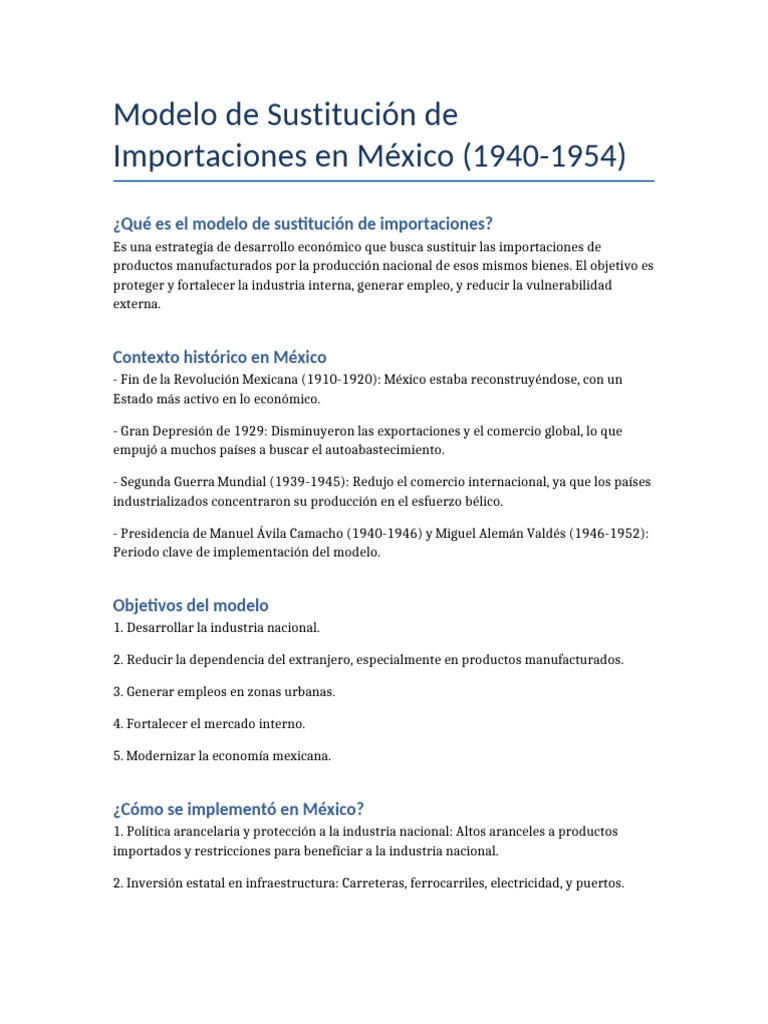 Modelo De Sustitución De Importaciones En México Pdf Economias