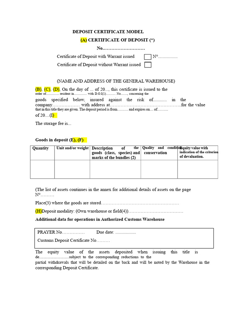 Certificate of Deposit Template Guide | PDF | Identity Document | Money
