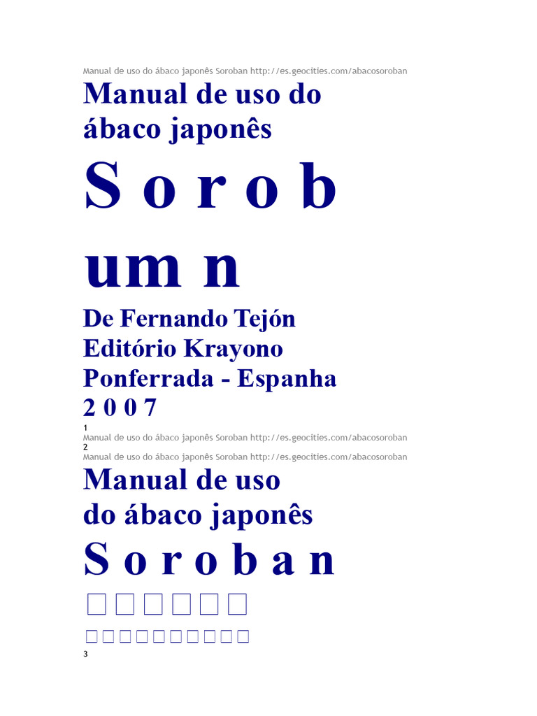 Manual de Uso do Ábaco Japonês Soroban | PDF | Matemática