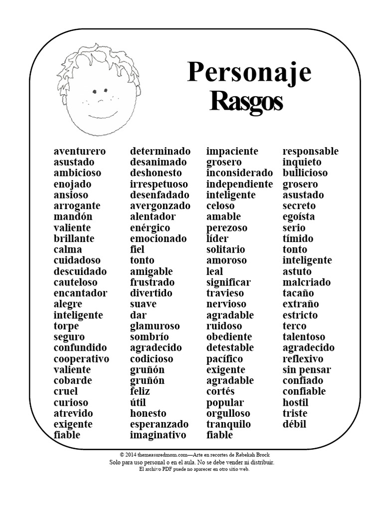 Gráfico de Rasgos de Personajes 1 | PDF
