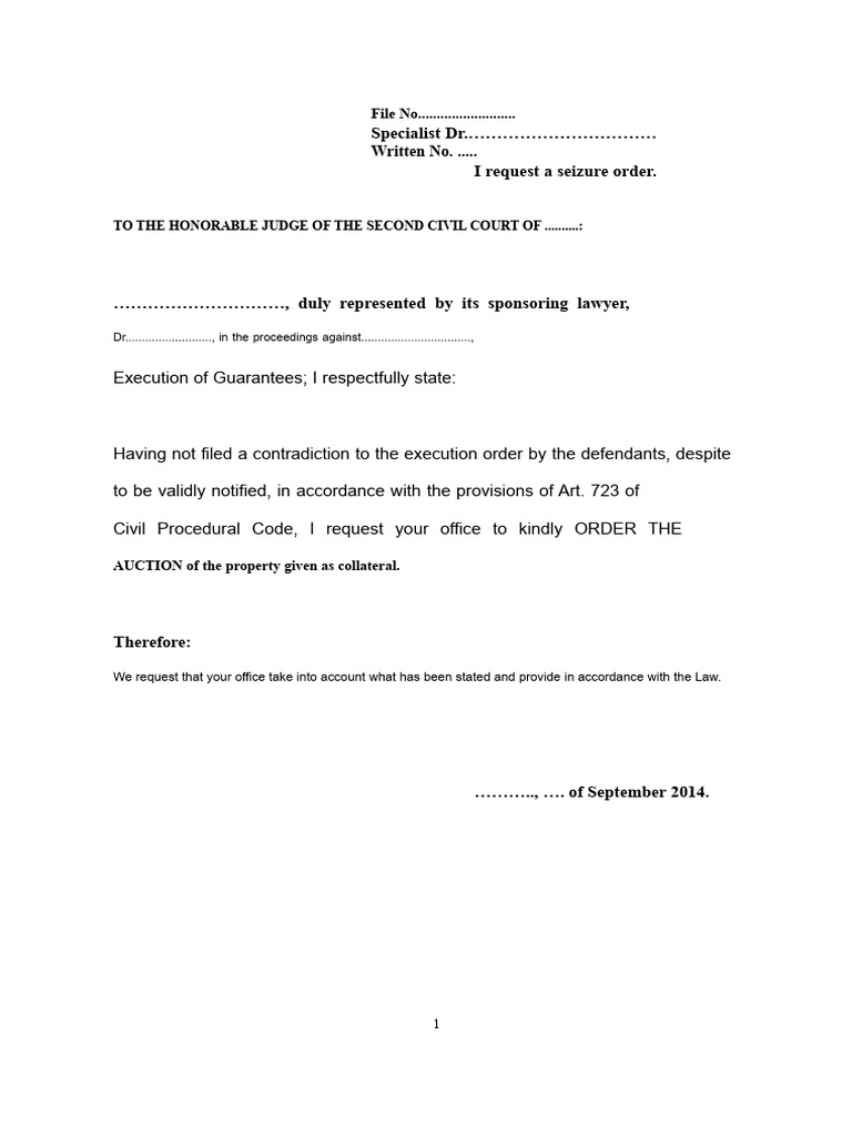 I Request You To Issue A Foreclosure Order. | PDF