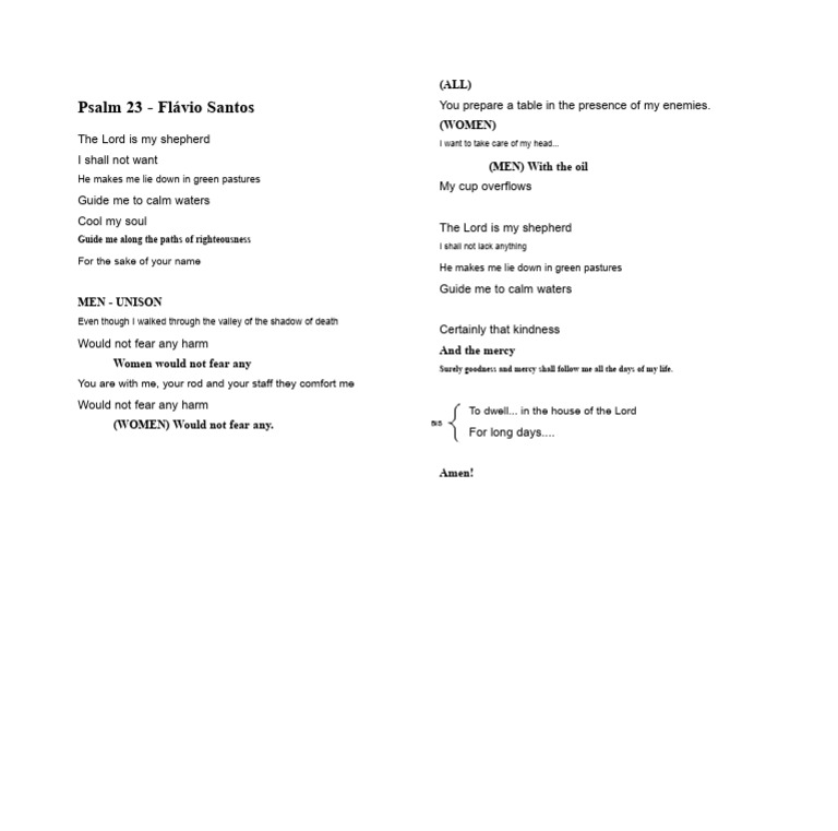 Psalm 23 - Lyrics | PDF