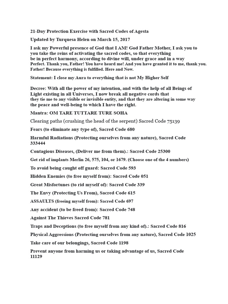 Agesta Sacred Codes for Protection | PDF | Religious Belief And ...