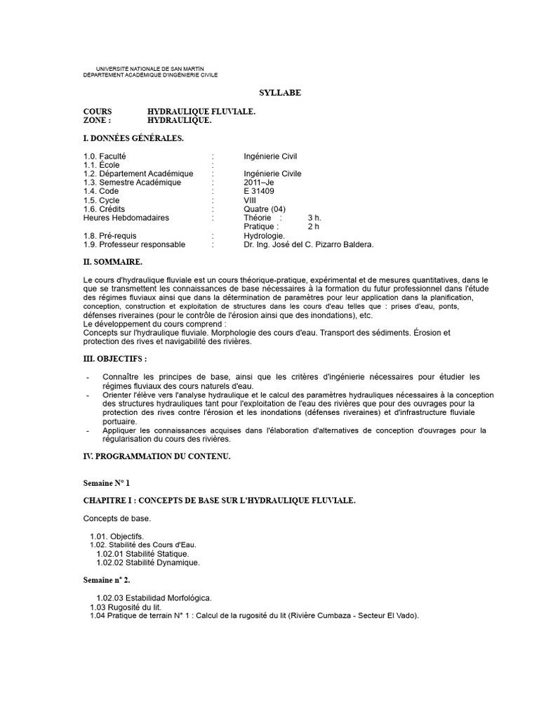 Hydraulique Fluviale | PDF | Ruisseau | Eau