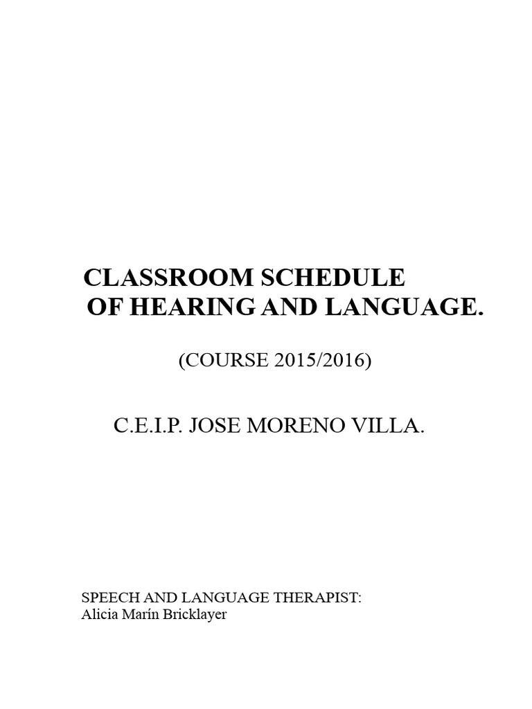 Programming of The Hearing and Language Classroom 1 | PDF | Special ...