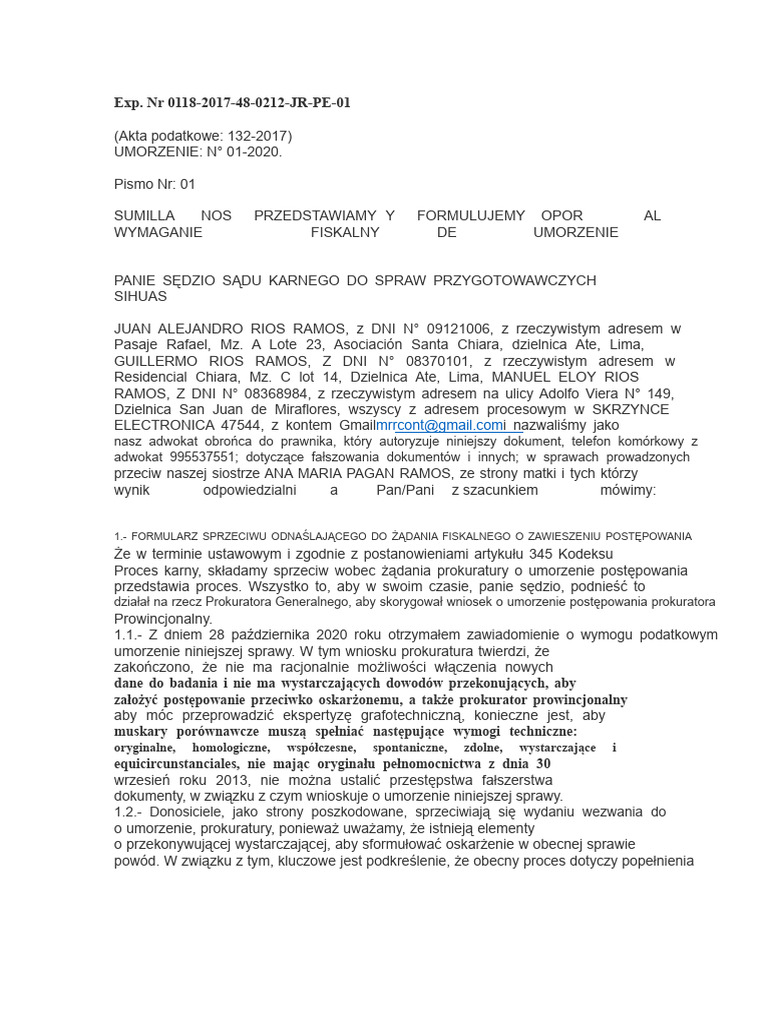 Model Pismo Opozycyjne Do Zawieszenia | PDF