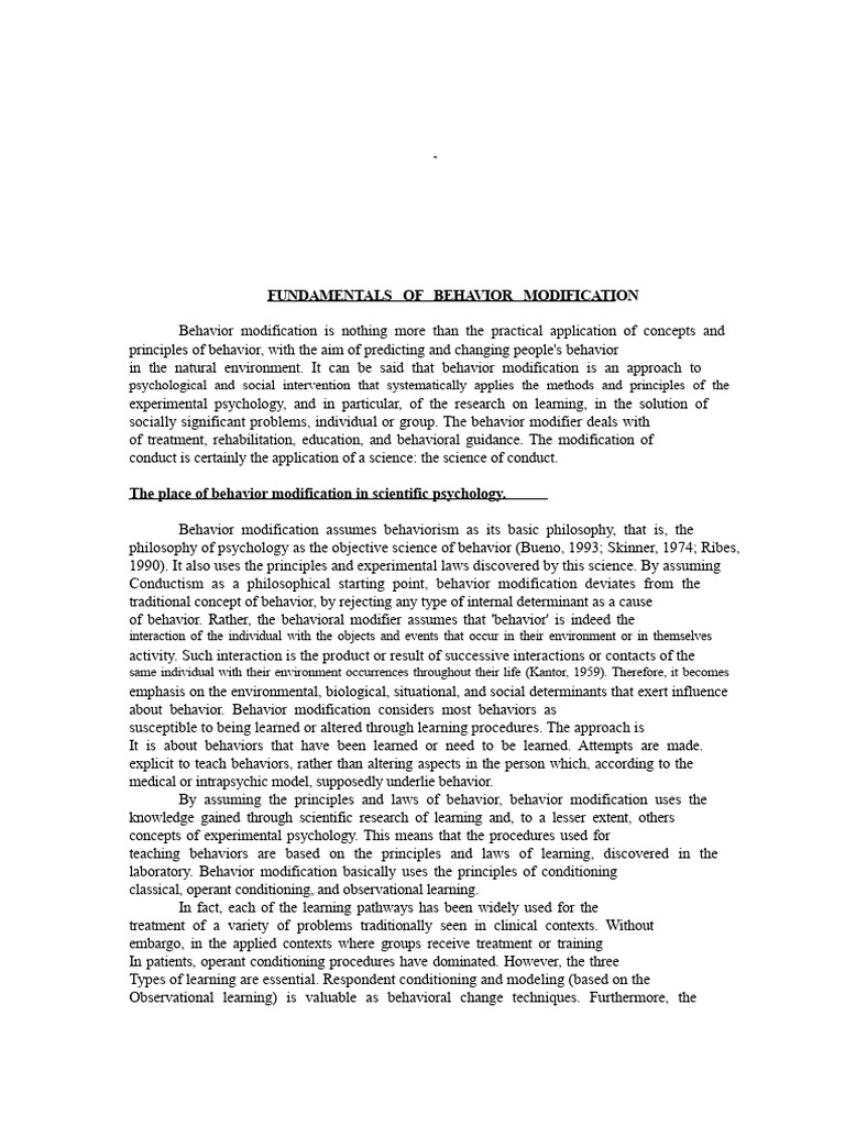 Fundamentals of Behavior Modification | PDF | Behavior Modification ...