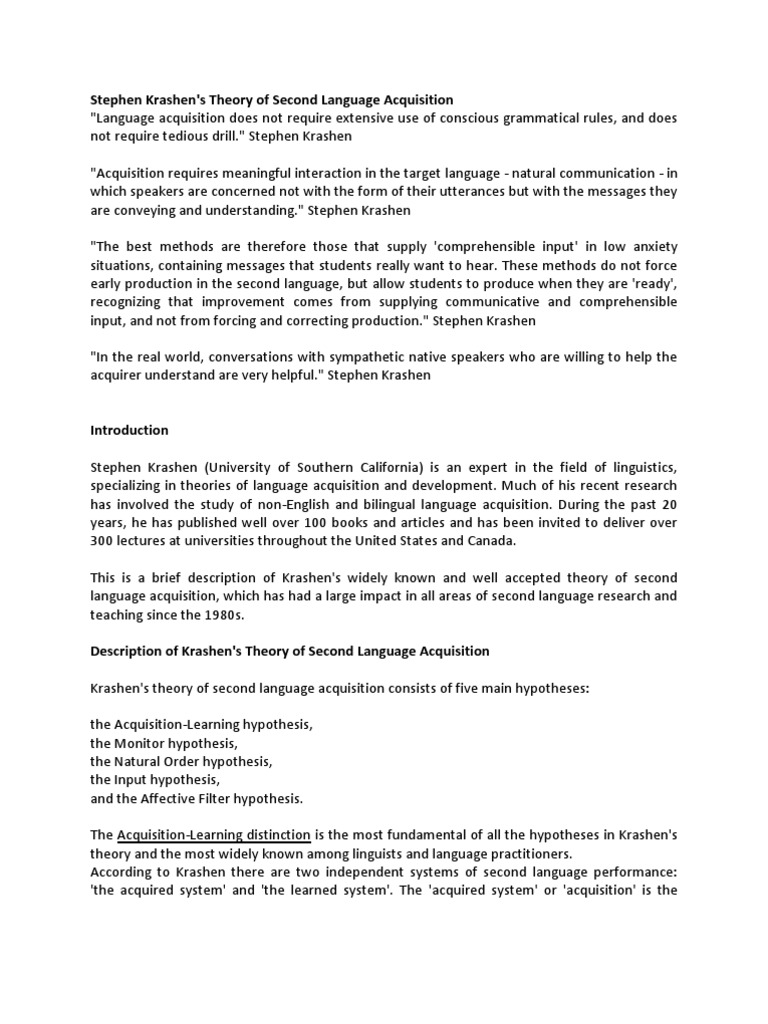 Stephen Krashen | Second Language | Second Language Acquisition
