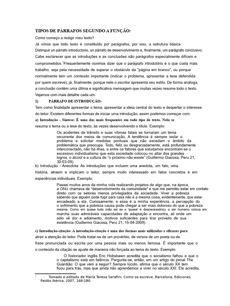 Tipos de Parágrafos na Redação | PDF | Sócrates | Informação