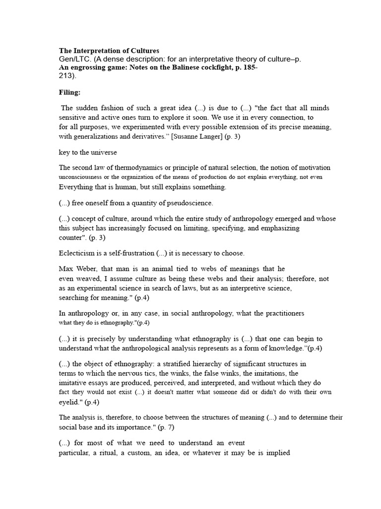 Understanding Cultural Interpretation | PDF | Ethnography | Anthropology