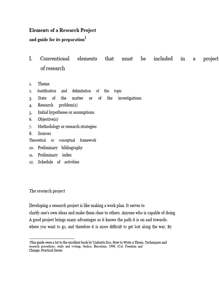 Key Elements of Research Projects | PDF | Methodology | Hypothesis