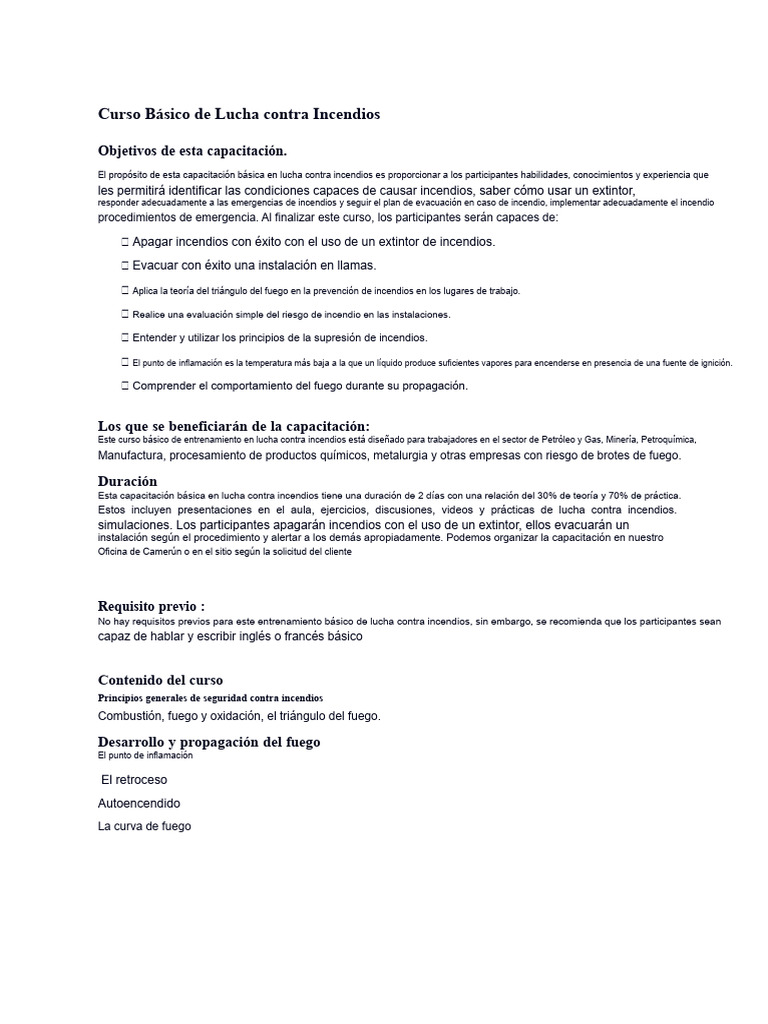 Curso Básico de Lucha Contra Incendios | PDF | Protección contra ...