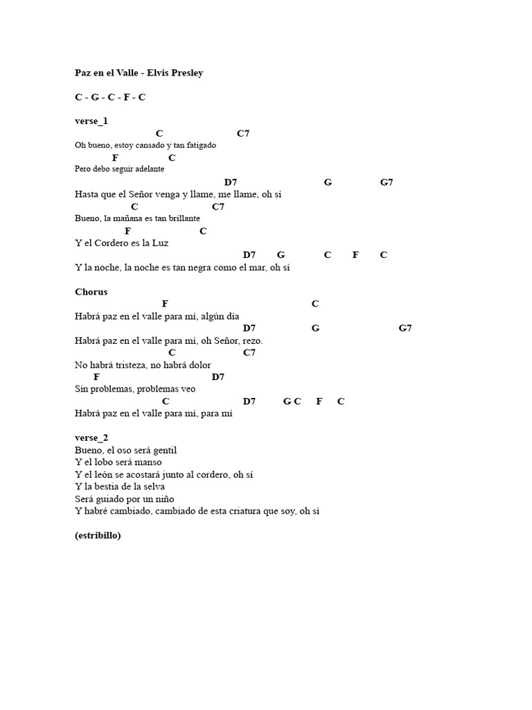 "Paz en El Valle" - Elvis Presley | PDF
