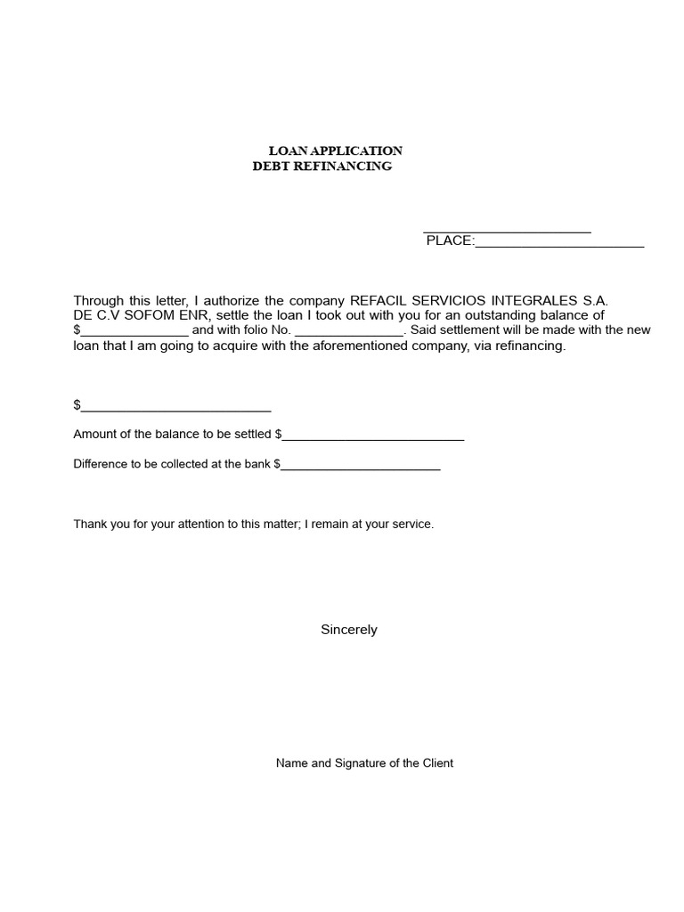Refinancing Letter | PDF