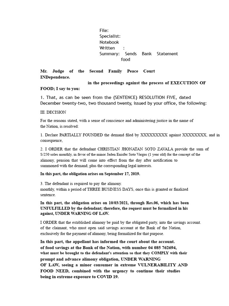 Send Bank Account Statement For Alimony | PDF | Banks | Child Support