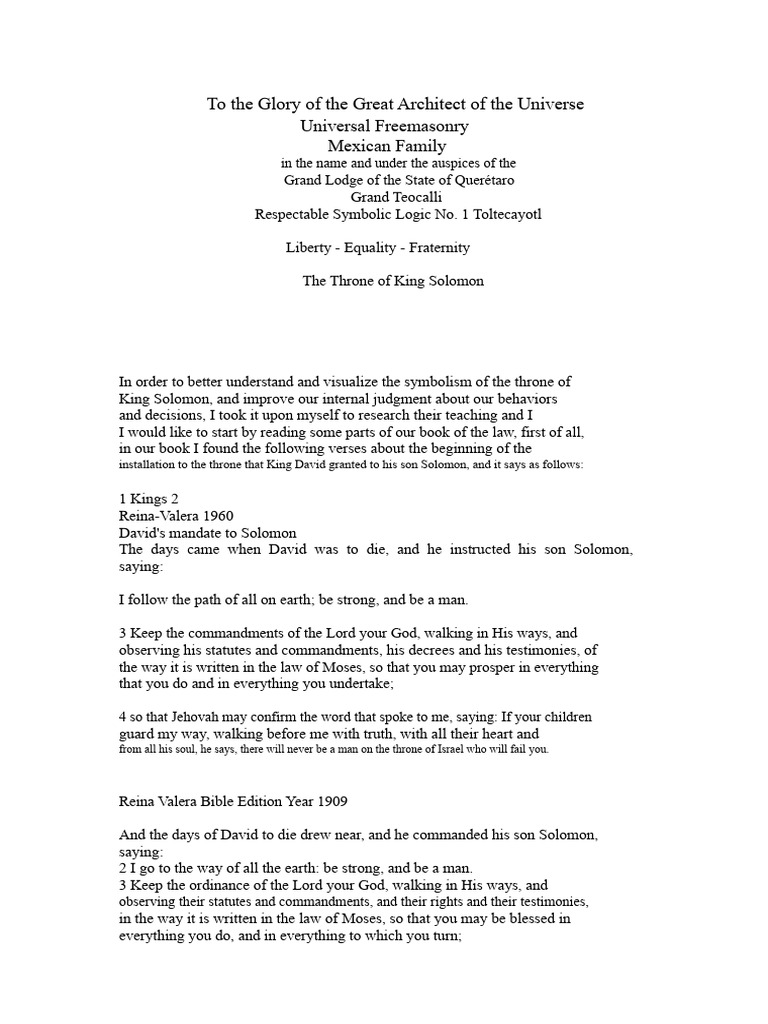 The Throne of King Solomon | PDF | Solomons | Ten Commandments