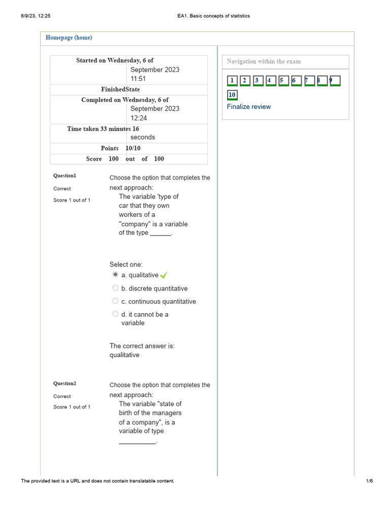 Basic Statistics Concepts Quiz Results | PDF | Statistics ...