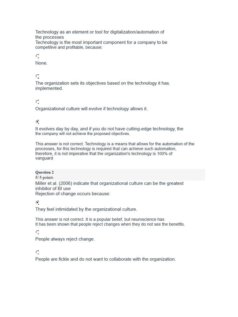 Quiz - Business Intelligence | PDF | Organizational Culture | Information