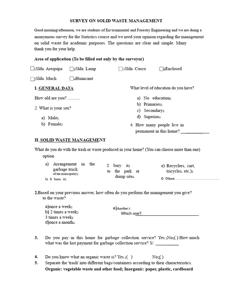 Solid Waste Management Survey Insights | PDF | Waste | Municipal Solid ...