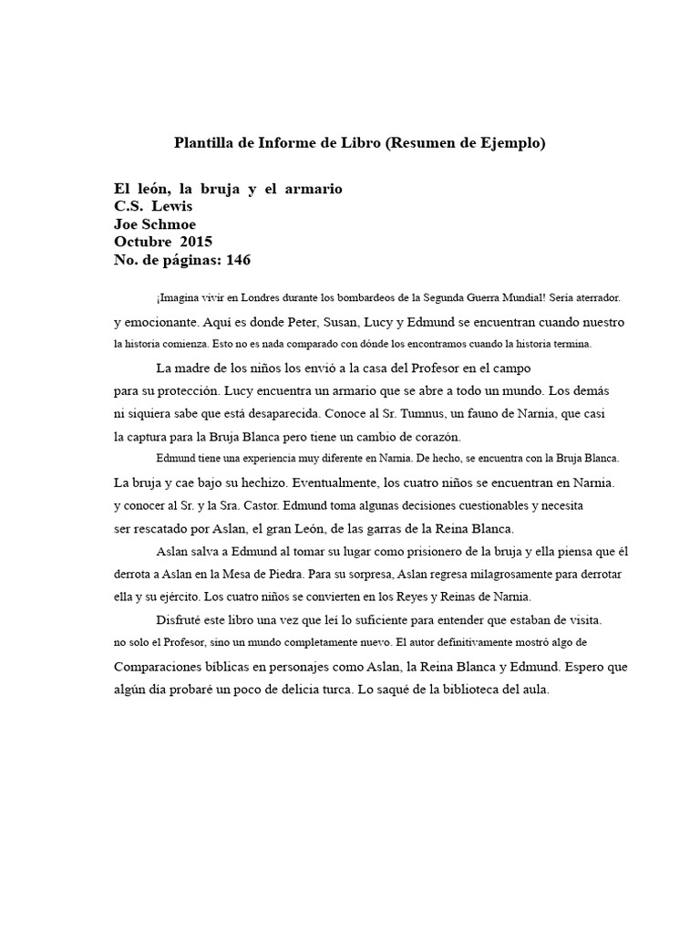 Muestra de Informe de Libro | PDF