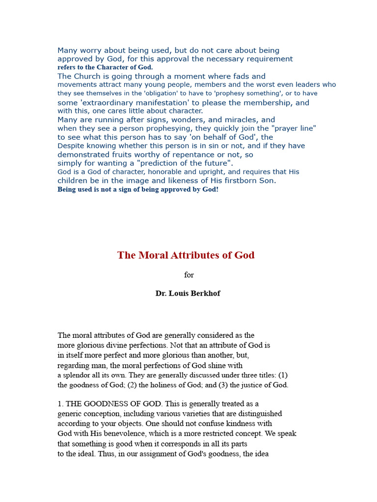 God's Moral Attributes Explained | PDF | Divine Grace | Salvation
