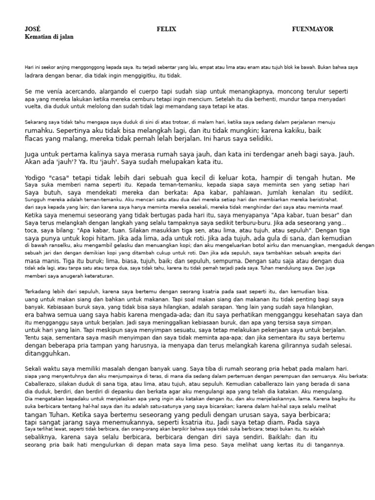 José Felix Fuenmayor-Kematian Di Jalan | PDF