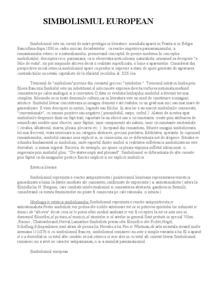 Simbolismul European | PDF