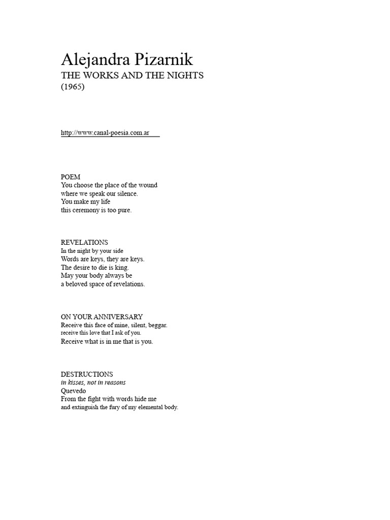 The Works and the Nights - Alejandra Pizarnik | PDF