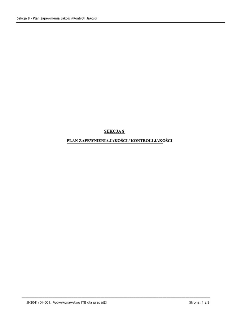 Sekcja 8 - Plan QA QC | PDF