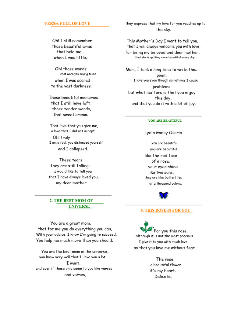 26 Poems For Mother's Day | PDF | Love