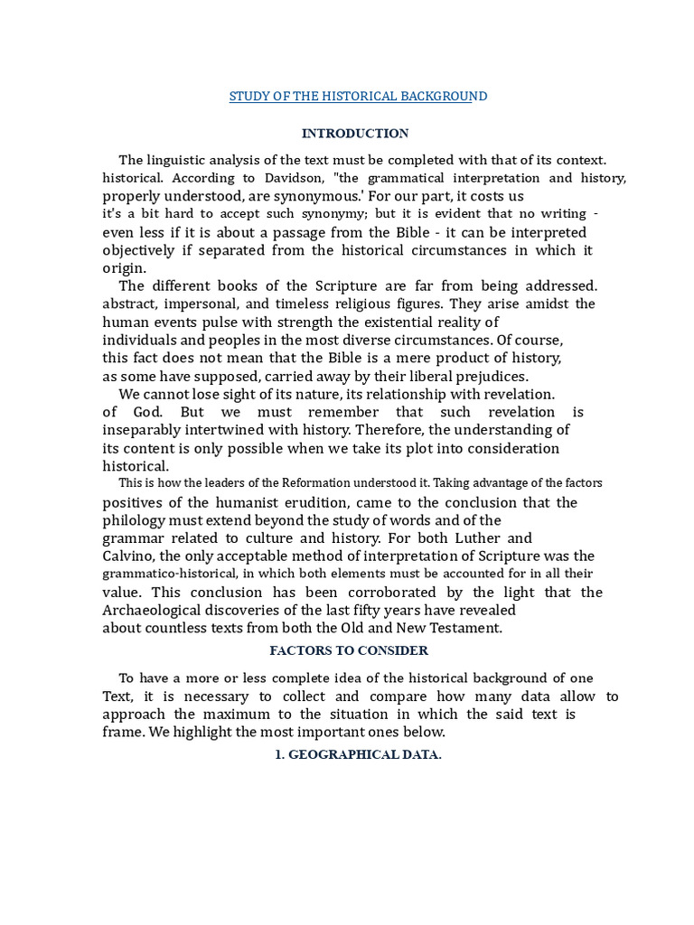 Historical Context in Biblical Interpretation | PDF | Bible | Logos