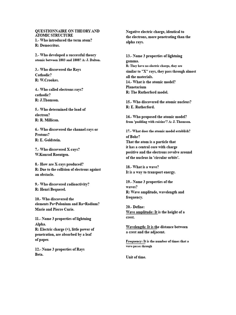 Atomic Structure and Organic Chemistry Quiz | PDF | Electron | Polymers