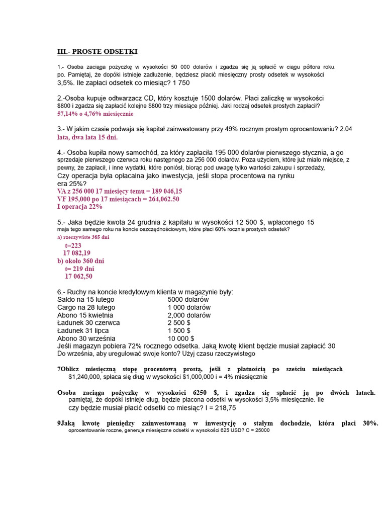 Prosty procent | PDF