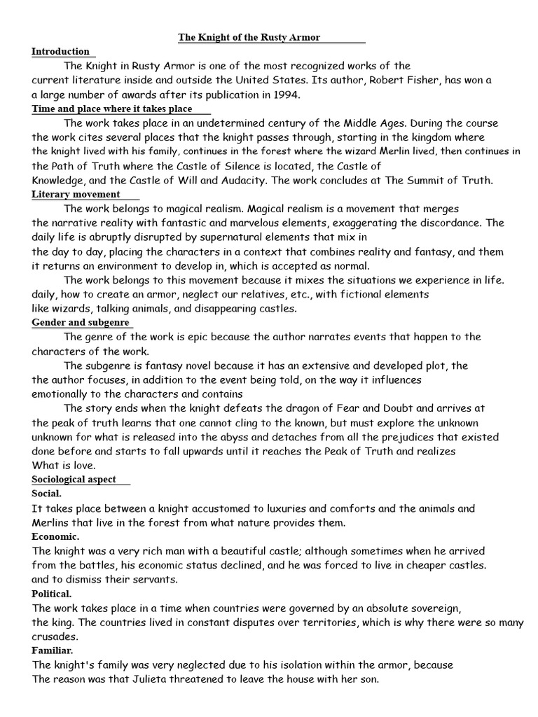 The Knight of the Rusty Armor Overview | PDF | Fantasy