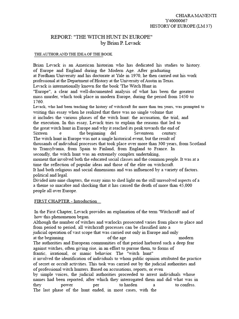 Torture in Early Modern Witch Hunts | PDF | Witchcraft | Torture