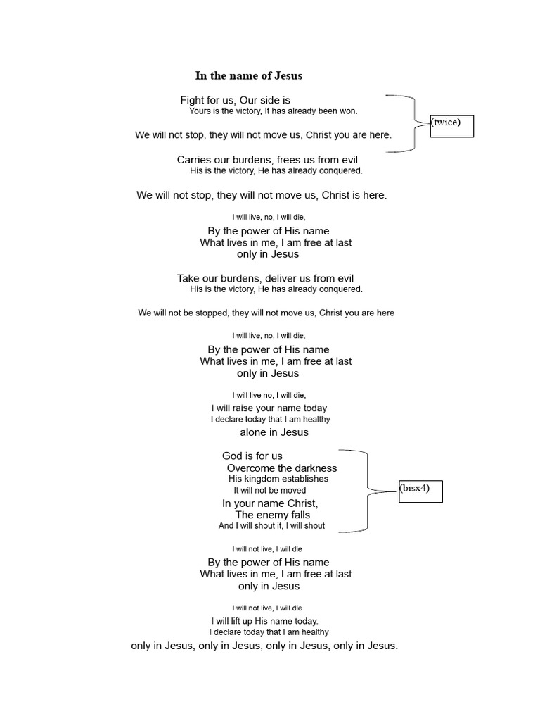 In the Name of Jesus: Lyrics Overview | PDF