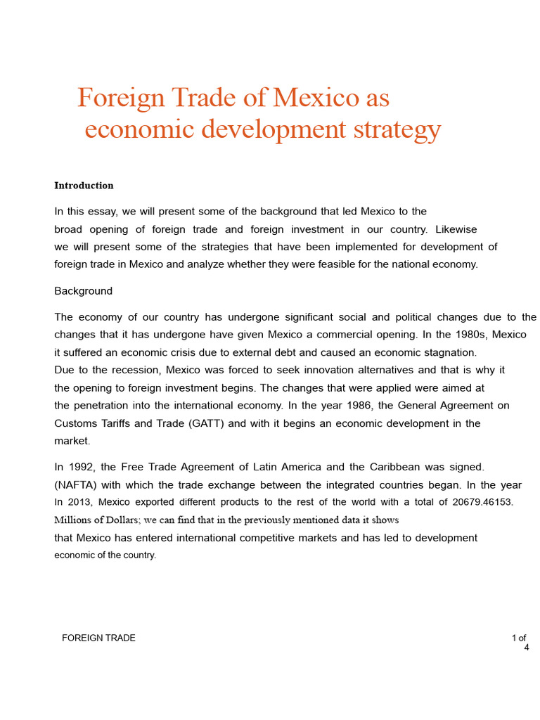 Essay, Mexico's Foreign Trade As An Economic Development Strategy ...