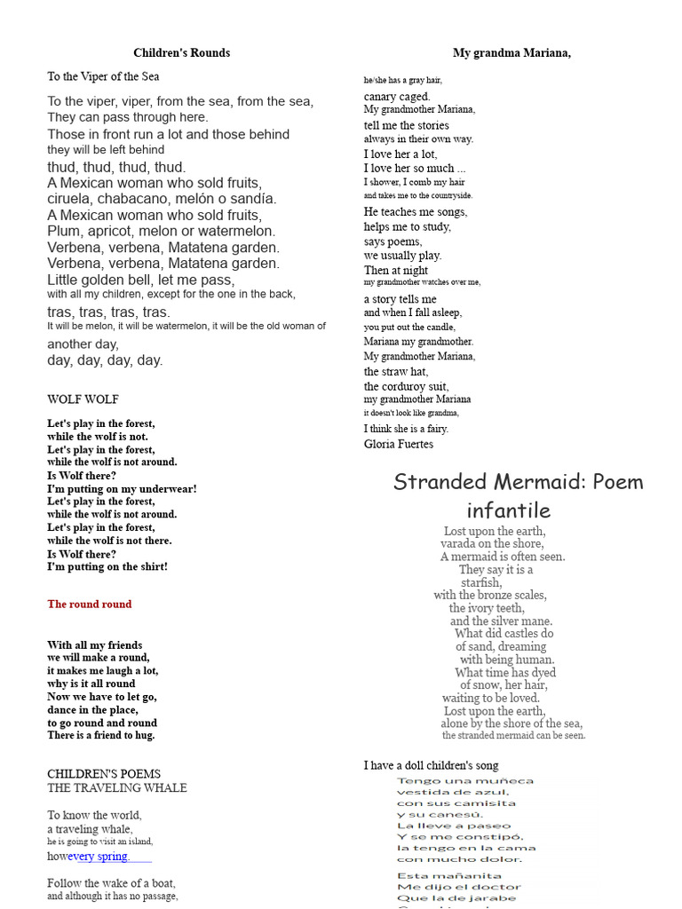 Rounds Poems and Children's Songs | PDF