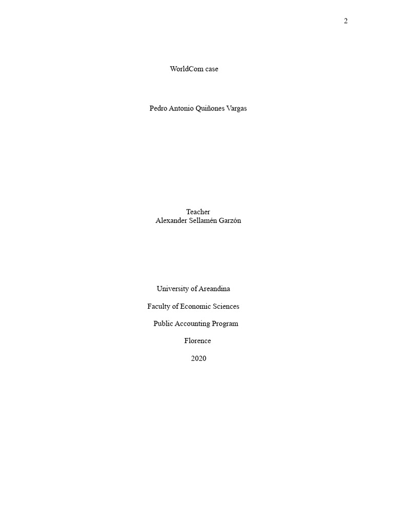 WorldCom Case Complete Axis 3 Risk Management | PDF | Accounting | Audit