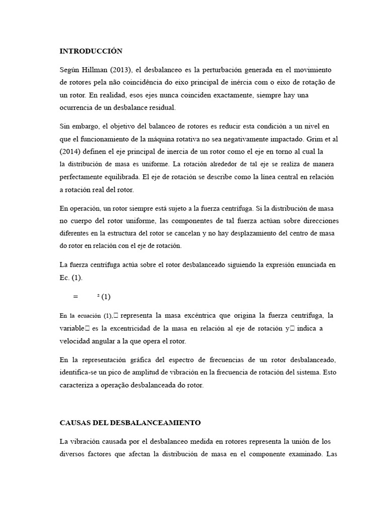Desbalanceo y Balanceo de Rotores | PDF | Rotación | Fuerza
