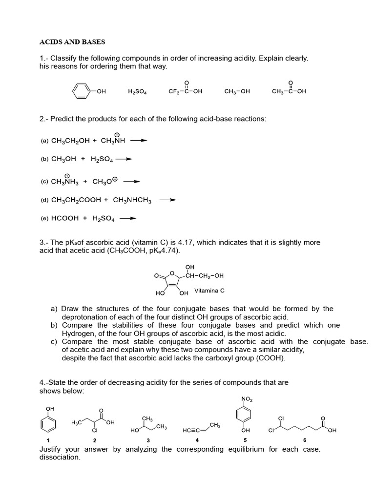 Acids and Bases - Questions | PDF