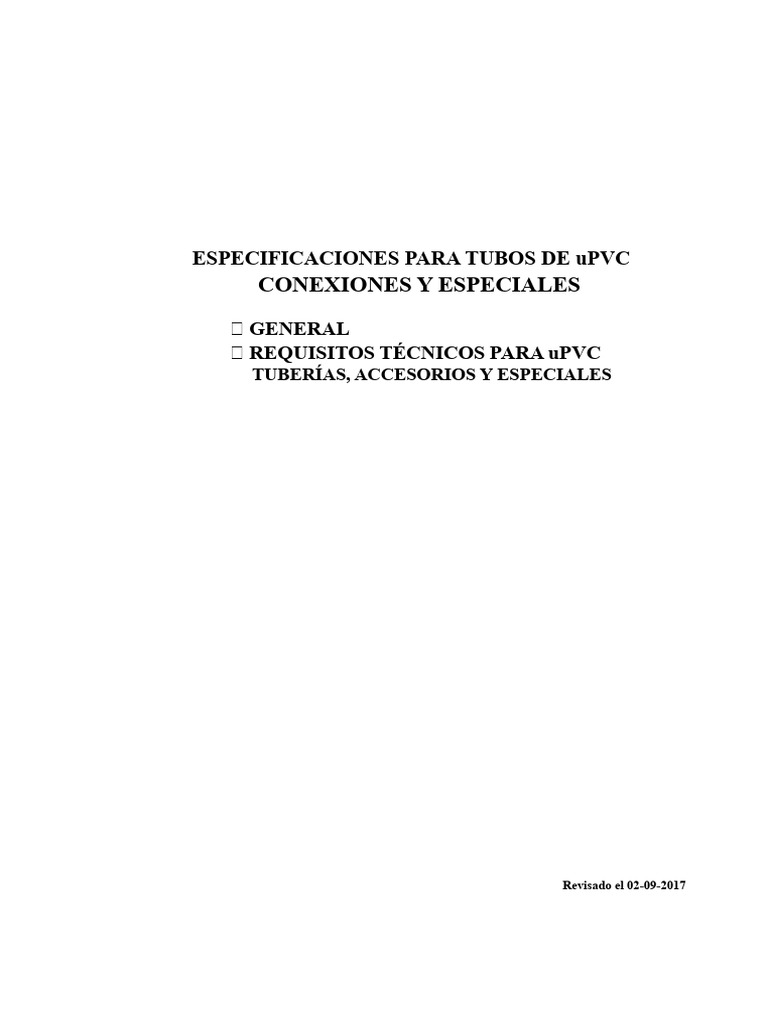 Tuberías y Accesorios de uPVC PDF | PDF | Tubería (transporte de fluidos) | Cloruro de polivinilo