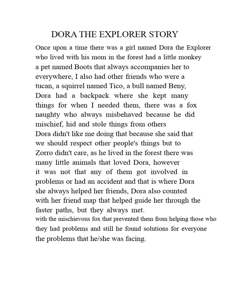 Dora The Explorer Story | PDF