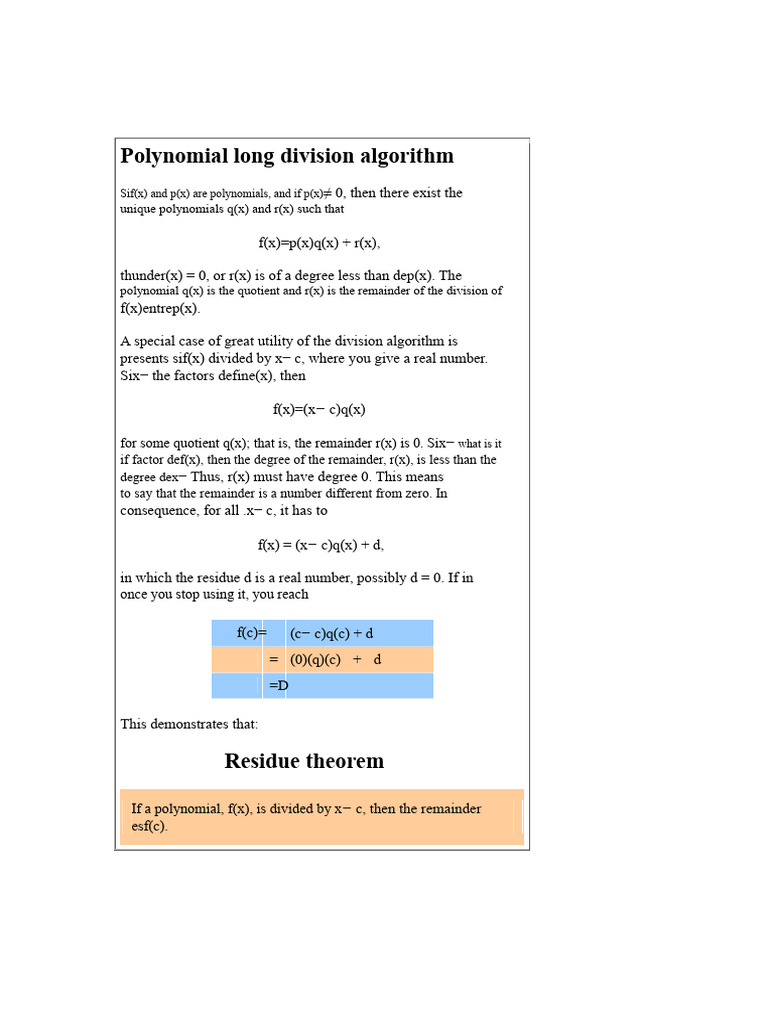 Polynomial Division Algorithm Explained | PDF