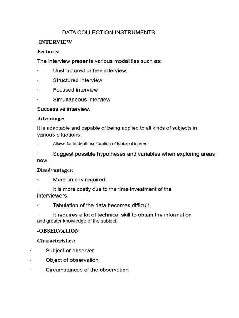 Data Collection Instruments | PDF | Survey Methodology | Information
