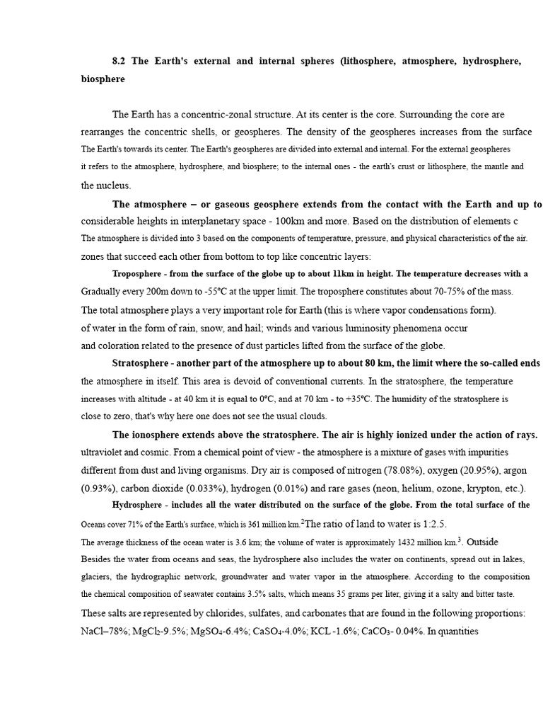 8.2 The Earth's External and Internal Spheres (Lithosphere, Atmosphere ...
