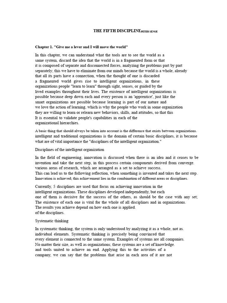 The Fifth Discipline Peter Senge | PDF | Thought | Learning