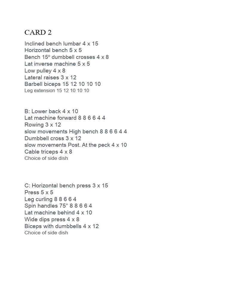 Gym Sheet | PDF