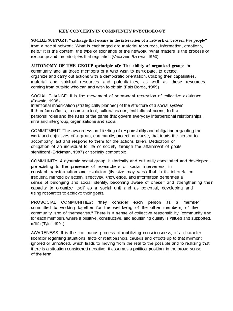 Key Concepts in Community Psychology | PDF | Community | Vulnerability