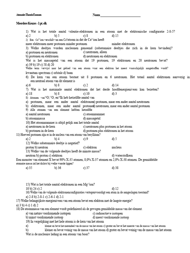 Atom Oefentoets | PDF